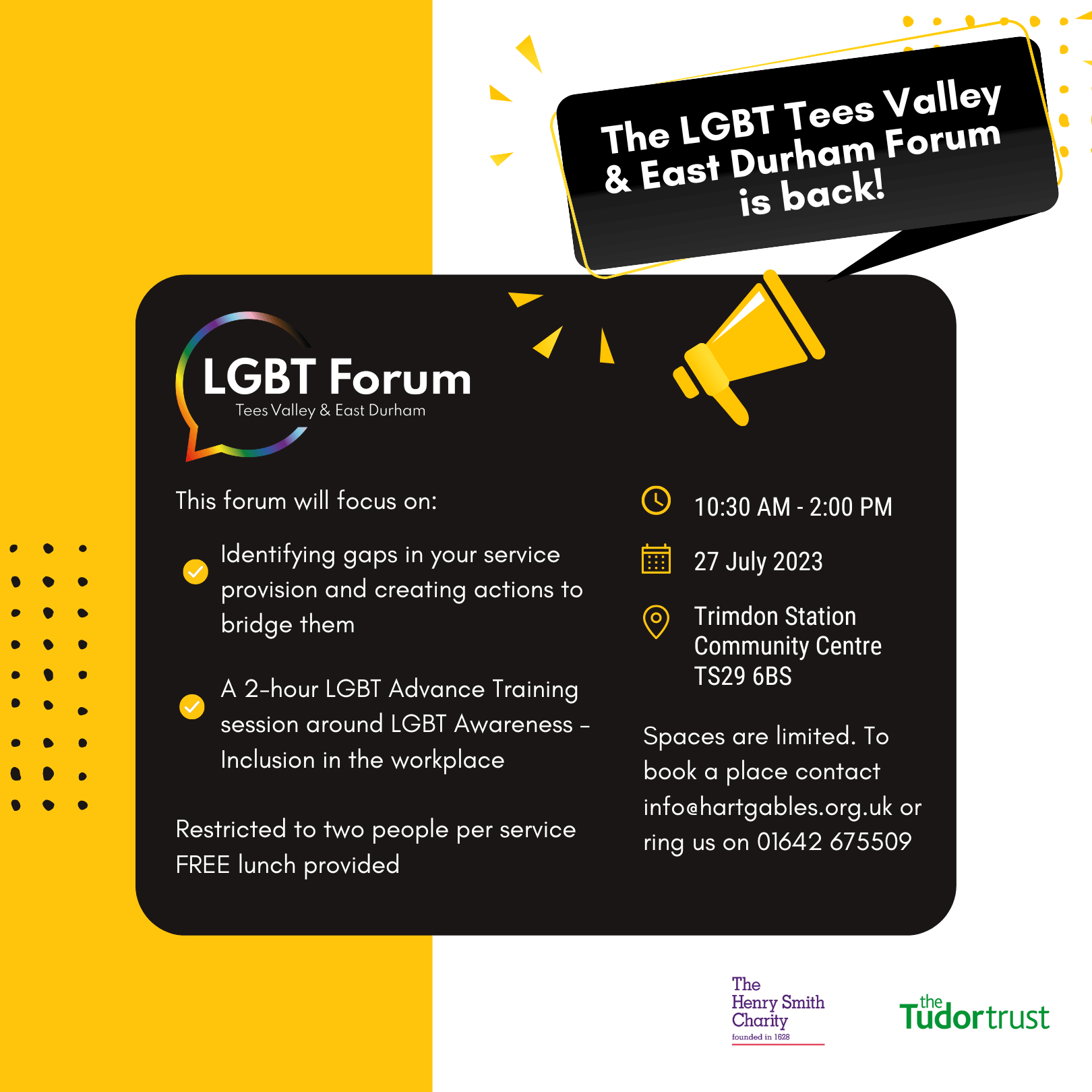 LGBT Tees Valley & East Durham Forum - July 2023 - Hart Gables