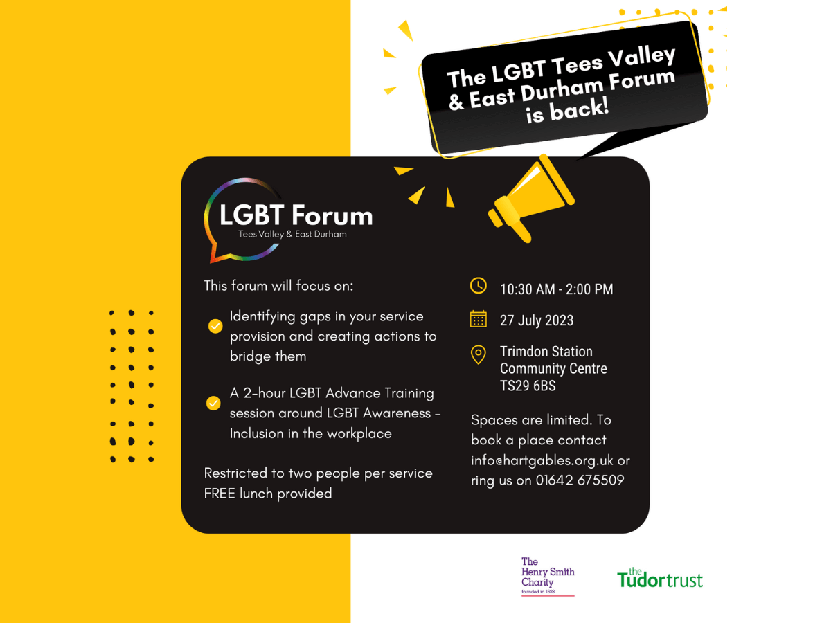 LGBT Tees Valley & East Durham Forum - July 2023 - Hart Gables